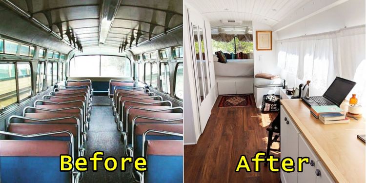 Wanita ini menyulap bis tua menjadi rumah yang cozy