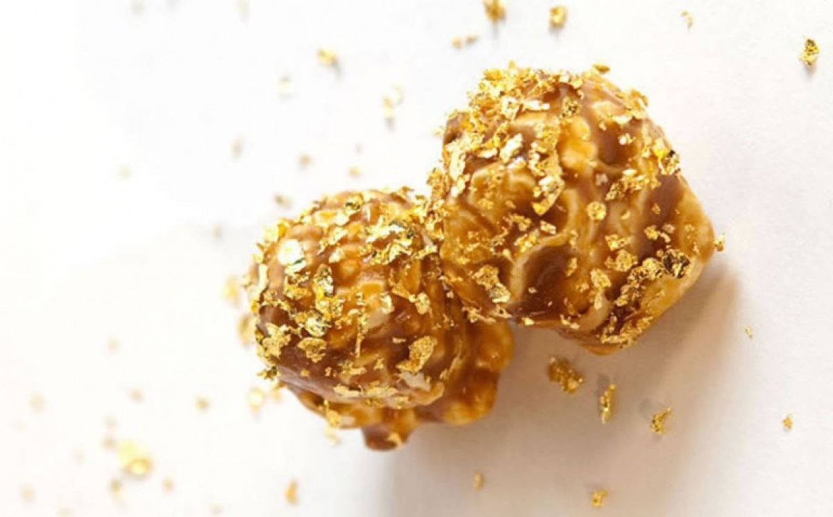 This worlds most expensive popcorn topped with real 23K gold flakes