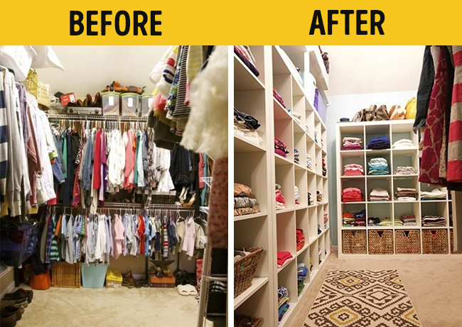 18 Foto before after isi lemari yang berantakan, lebih rapi mana