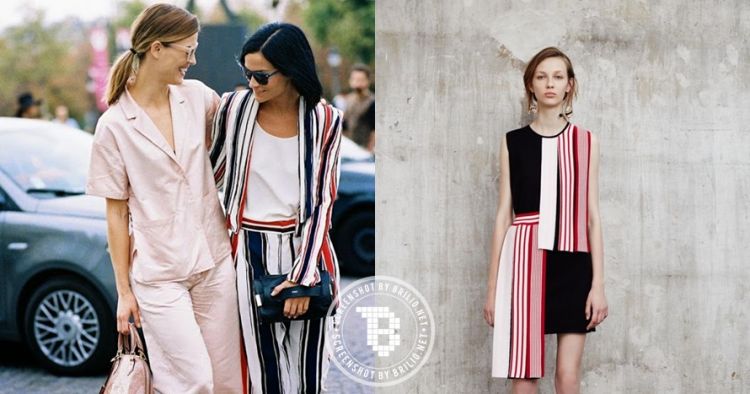 10 Mix and match motif garis berwarna ini bikin penampilanmu fresh