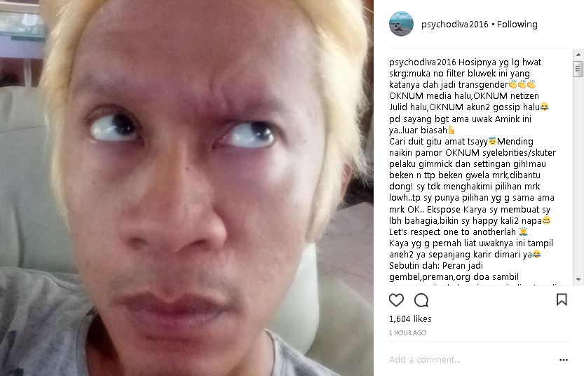 Disebut transgender, Amink tulis curhatan panjang lewat media sos