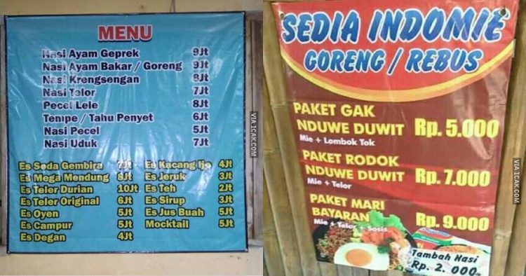 14 Menu warung ini absurd banget, bikin pembeli tepuk jidat