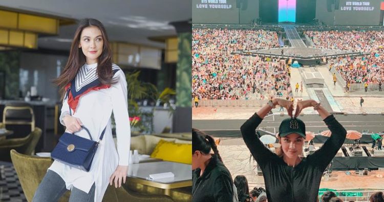 6 Momen keseruan Luna Maya nonton konser BTS, kesengsem RM