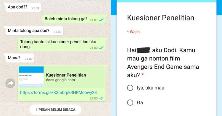 Ajak cewek nonton bioskop pakai cara unik, nasib cowok ini ngenes