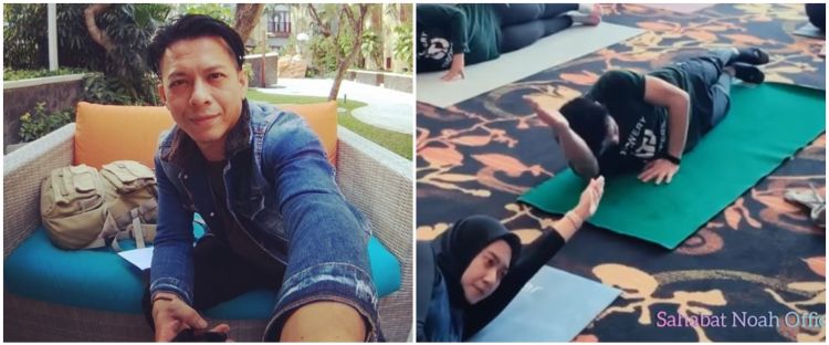7 Potret Ariel yoga bareng emak-emak, bikin histeris