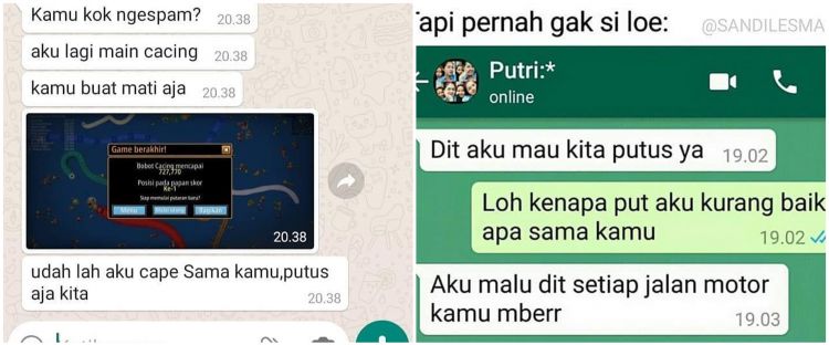 10 Chat WA lucu alasan putus ini bikin tepuk jidat