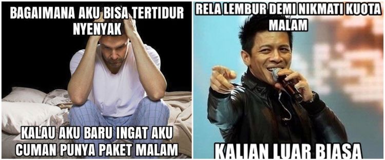 10 Meme nasib pengguna kuota paket malam, bikin senyum meringis