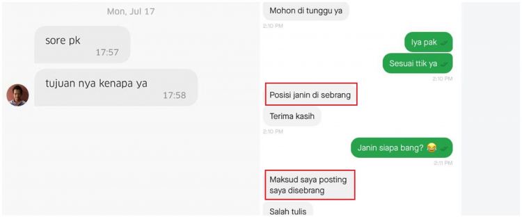 10 Chat typo lokasi penjemputan ojek online ini bikin salah paham