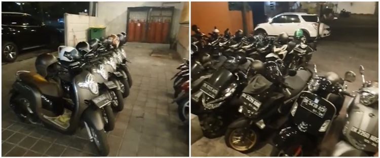 Viral aksi tukang parkir rapikan motor sesuai warna dan merek, keren