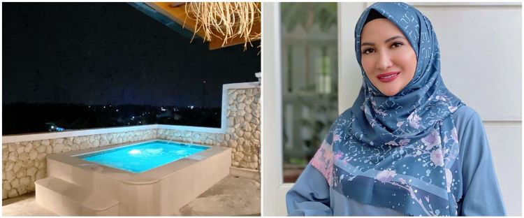 8 Potret kolam renang rooftop Natalie Sarah, berasa di Santorini