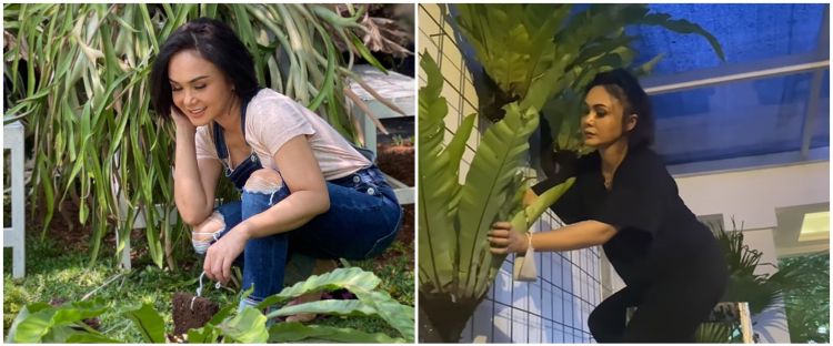 10 Momen Yuni Shara lakukan pekerjaan rumah, serba sendiri