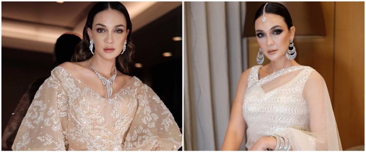 Tampil elegan di nikahan Aurel-Atta, ini harga dress Luna Maya