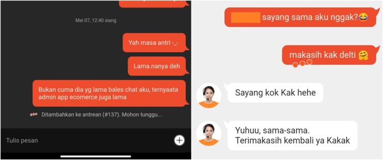 10 Chat lucu dengan admin aplikasi oline shop, nyeleneh dan kocak