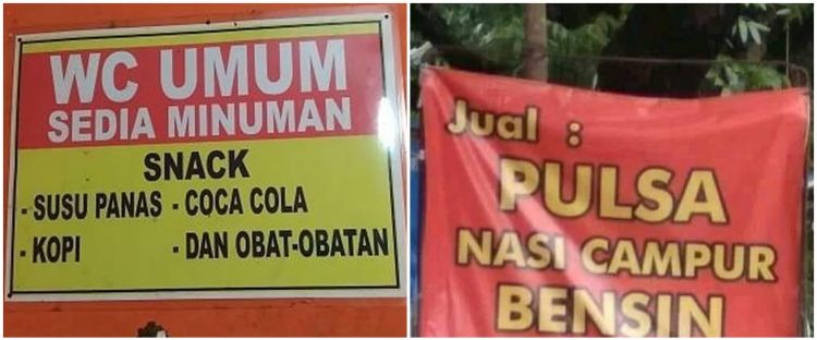 10 Tulisan lucu papan promosi ini nggak nyambung tapi kocak banget