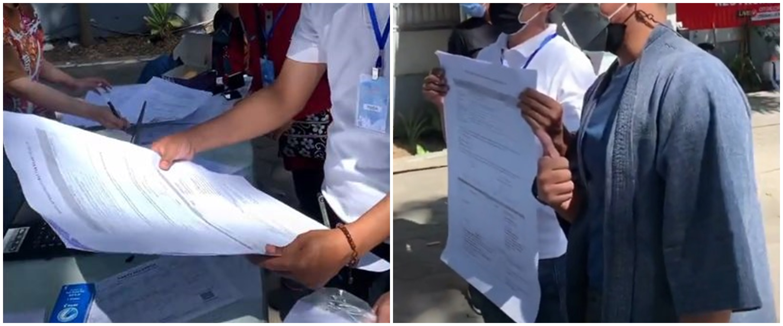 Aksi pria cetak form vaksin berukuran besar ini bikin geleng kepa