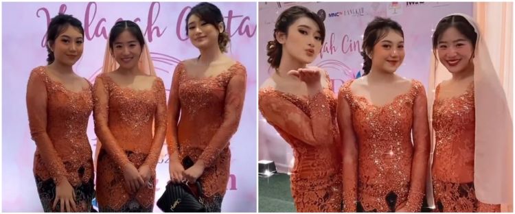7 Potret bridesmaid Ria Ricis di lamaran, manis dengan kebaya peach