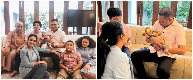 11 Momen Raul Lemos jenguk anak Aurel, bahagia gendong sang cucu
