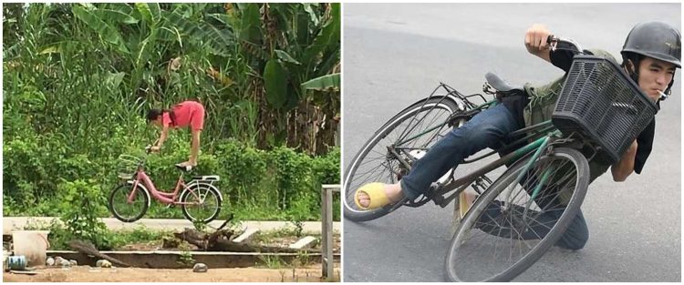13 Potret lucu orang naik sepeda, aksinya bikin geleng kepala