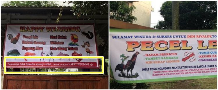 10 Spanduk ucapan ini konsepnya lucu abis, bikin salah fokus