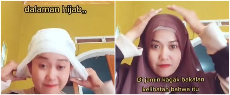 Emak-emak beri tips kalau lupa bawa dalaman hijab, idenya kocak