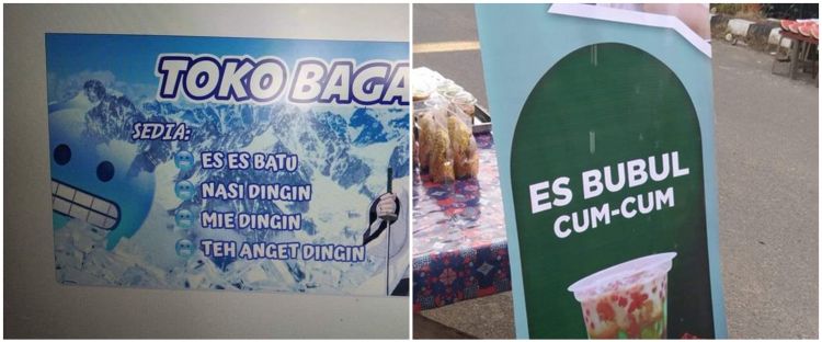 21 Tulisan kocak spanduk jual minuman dingin ini bikin cekikikan