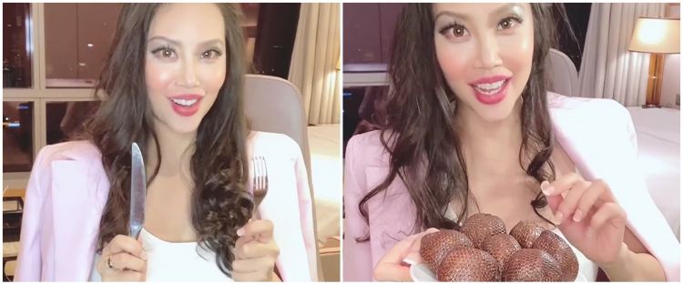 Trik makan salak ala chef Vindy Lee, bikin greget lihatnya