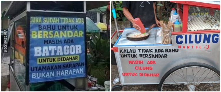 11 Tulisan lucu di gerobak dagang ini isinya bikin baper maksimal