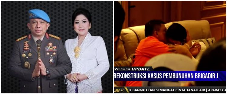 Penampakan Ferdy Sambo peluk Putri Candrawathi saat rekonstruksi