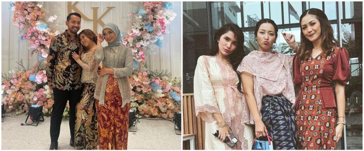 7 Gaya seleb di acara lamaran Kiky Saputri, Hesti pakai kain Bali