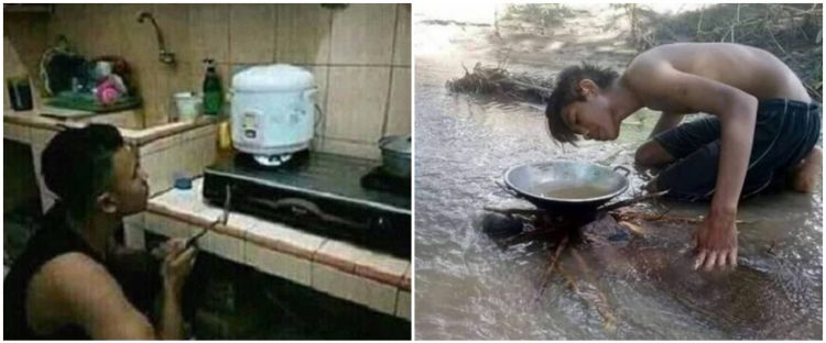 Lagi kurang fokus, 11 potret lucu orang masak tapi salah tempat ini ...
