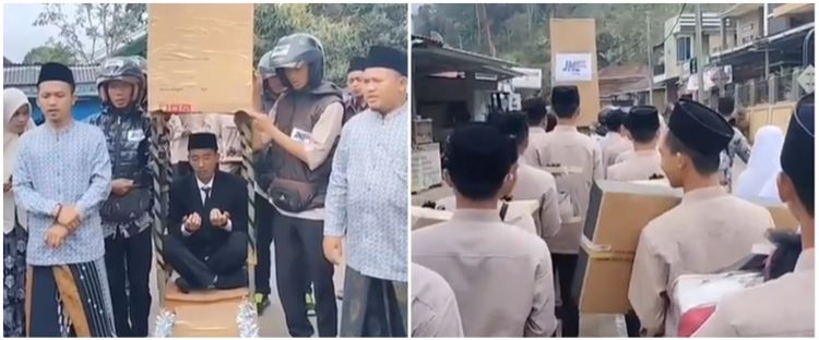 Usung konsep pernikahan unik, mempelai pria dibawa ke lokasi akad bak ...