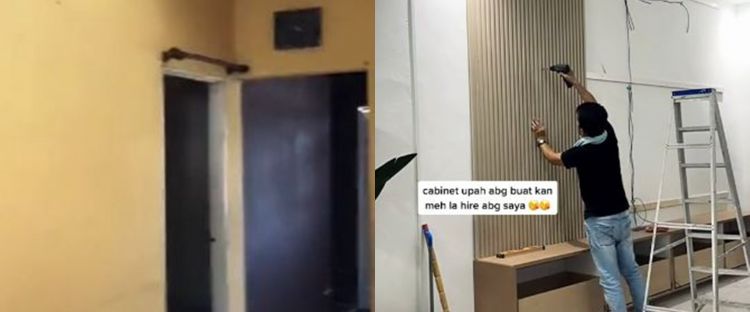 Tadinya tampak kosong dan berantakan, hasil akhir makeover ruang tamu ...