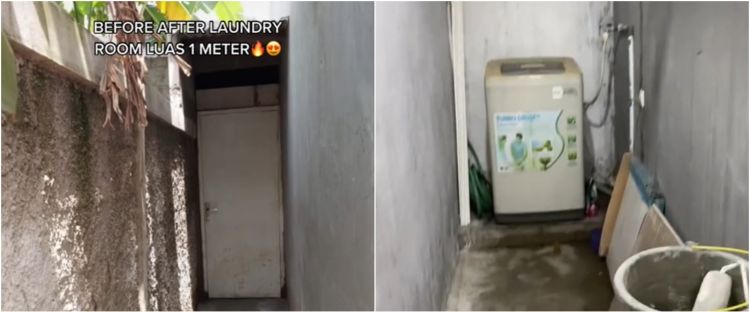 Transformasi lorong sempit lebar 1 meter dimakeover jadi laundry room ...