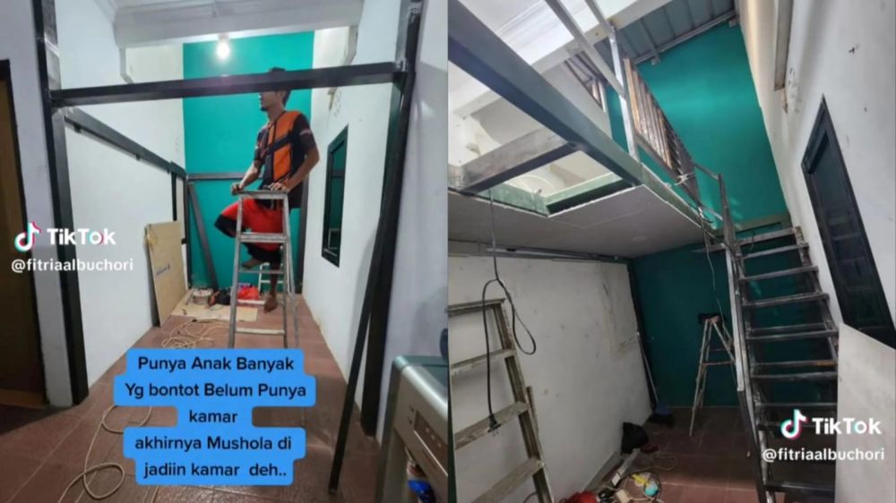 Hasil makeover kamar anak ukuran 2x3 meter dengan split level ini