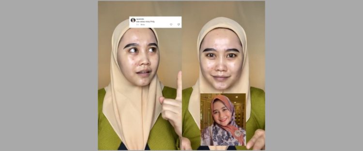Potret before-after wanita recreate makeup ala Prilly Latuconsina ...