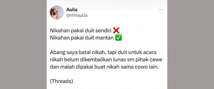 Batal Menikah Wanita Ini Pakai Uang Mantan Calon Suami Rp 120 Juta