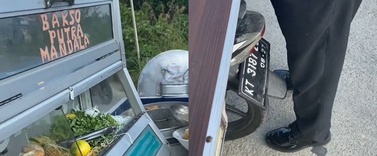 Dicurigai jadi intel, penjual bakso pakai setelan bak pegawai kantoran ini bikin pembeli salah fokus