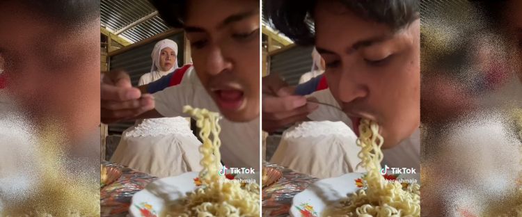 Emak capek masak anak malah asyik makan mi instan, aksi wanita ini ...