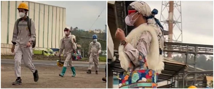 Potret kocak outfit pekerja proyek ini bak sosialita, aksi nyentriknya ...