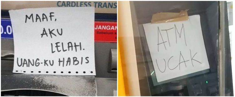 Meski gagal ambil uang tunai, 11 potret kocak tulisan di ATM rusak ini ...