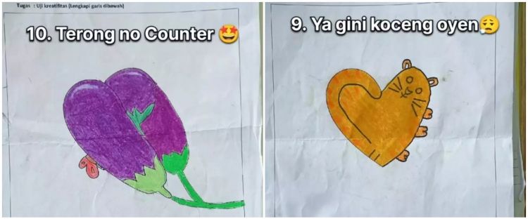 Disuruh gambar dari satu garis, 10 potret tugas seni rupa siswa kelas 1 ...