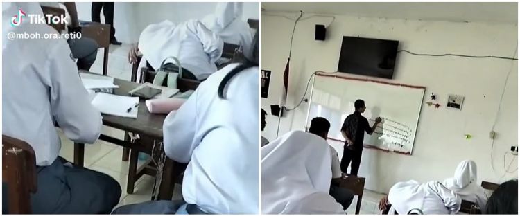 Cara guru menulis di papan tulis ini bikin murid bingung, pengin negur ...