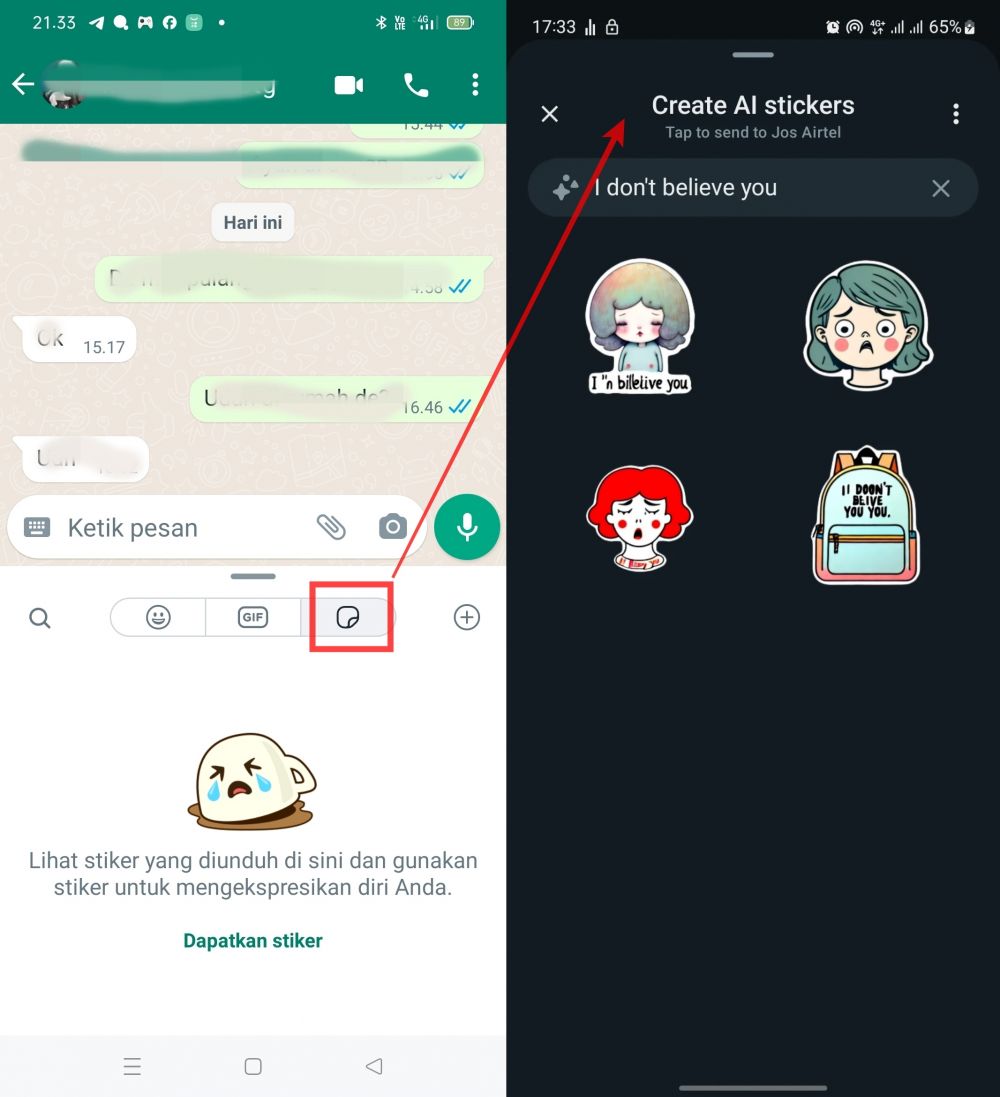 Cara membuat stiker menggunakan AI di WhatsApp | Techno.id