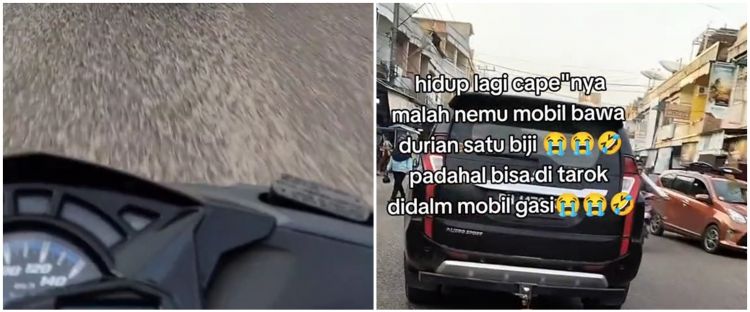 Momen mobil mewah bawa angkutan nyeleneh ini bikin pengendara lain ...