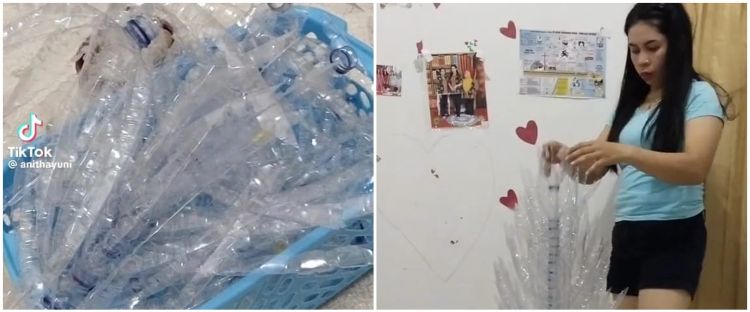Mewah nggak mesti mahal, trik bikin pohon Natal dari botol plastik ...