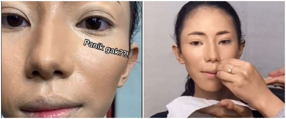 This transformation of women's makeup with dry and peeling faces ...