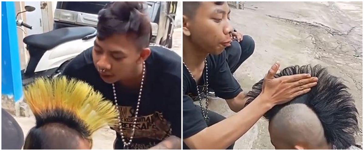 Instead of using hair spray, it turns out the way to comb a punk kid's ...