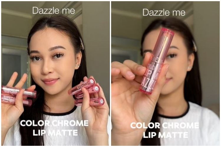 Review Dazzle Me Color Chrome Lip Matte diklaim awet hingga 8 jam ...