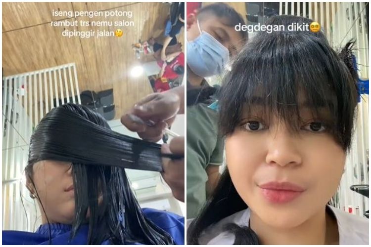Cewek ini iseng potong rambut di salon pinggir jalan, sempat ragu namun hasilnya di luar dugaan