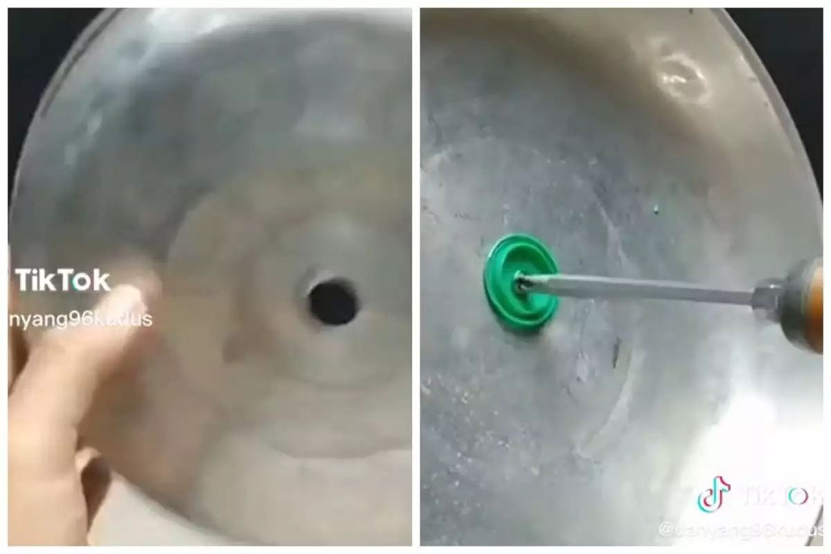 How to fix a loose pot lid handle with 3 old bottle caps